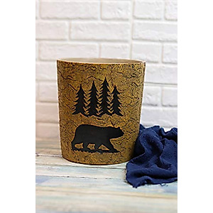 Ebros Wildlife Rustic Black Bear Roaming Pine Trees Forest Silhouette Bathroom Accent Resin Figurine Accessories Western Country Cabin Lodge Decorative (Waste Basket Trash Bin)