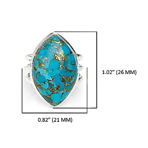 YoTreasure Blue Turquoise Solid 925 Sterling Silver Split Shank Ring Jewelry