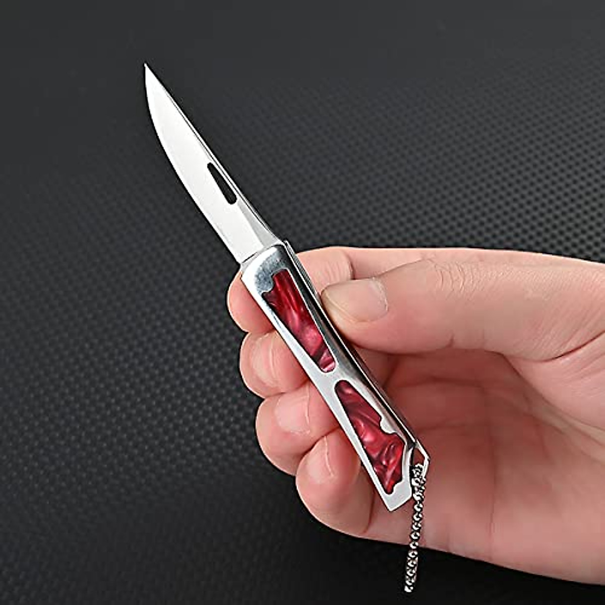 NBGDY Mini Knife Keychain, Small Pocket Folding Knife,EDC Package Opener  Box Cutter Knife. 2PCS(Red and Blue)(KPQ-1029)