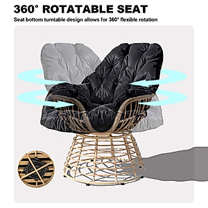 VIXLON 3 Pieces Patio Chair Outdoor Swivel Rocker Patio Chairs Set 360 Degree Swivel Rocking Chairs Elegant Patio Bistro Set for Lawn Garden Backyard (Black Cushion)