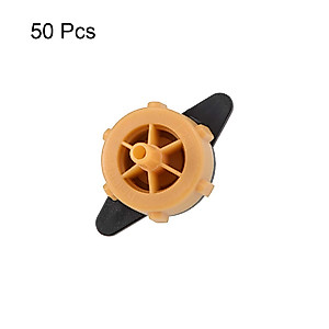 uxcell Pressure Compensating Dripper 0.5 GPH 2L/H Emitter for Garden Lawn Drip Irrigation with Barbed Hose Connector, Plastic Black Orange 50pcs