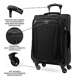 Travelpro Runway 2-piece Luggage Set, Carry on Softside Expandable 4-Wheel Spinner Suitcase & Carry on UnderSeat Luggage Soft Tote Bag, Men and Women, Black