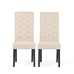 GDFStudio Christopher Knight Home CKH Tall-Back Fabric Dining Chairs, 2-Pcs Set, Natural