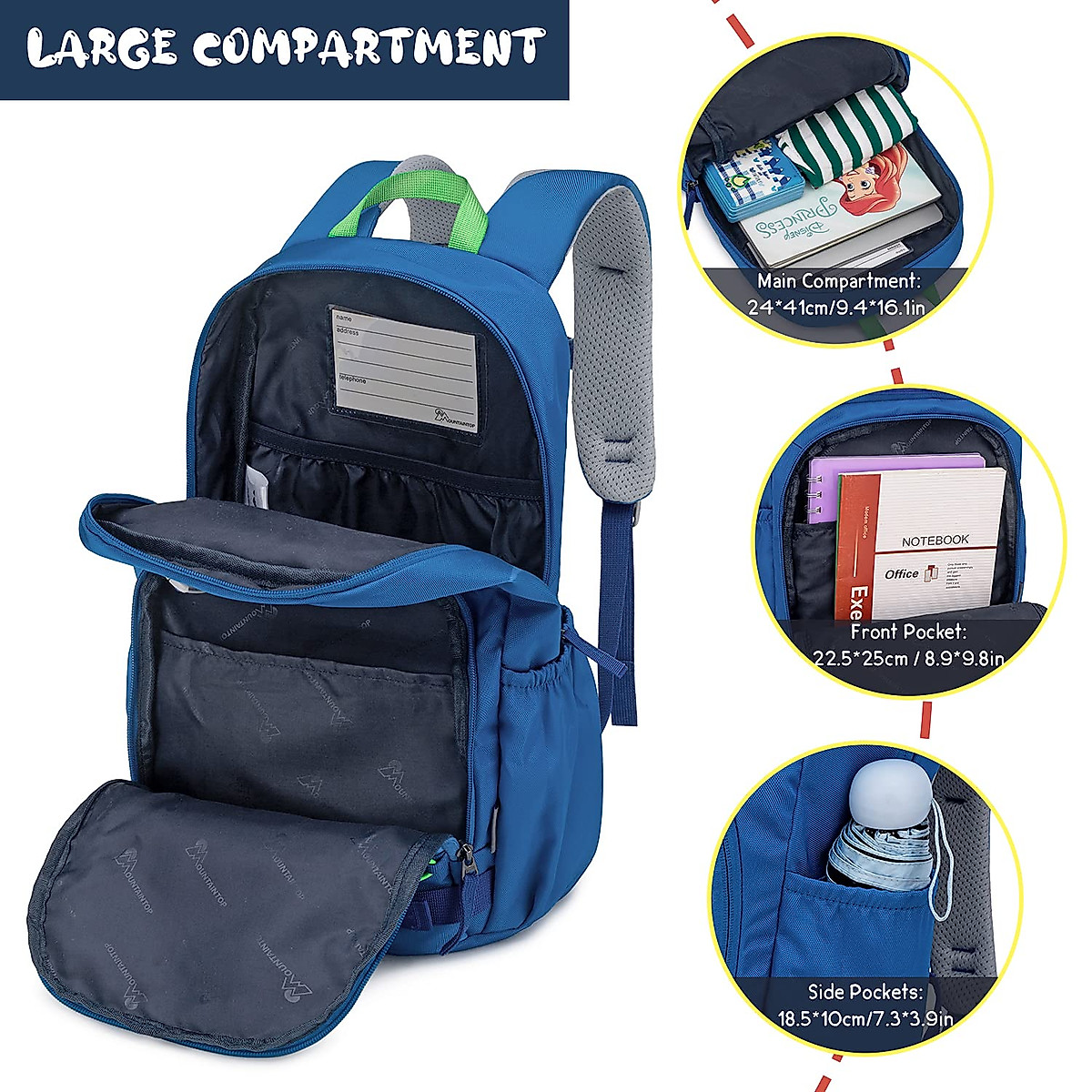 MOUNTAINTOP Kids Backpack for Boys Girls School Camping Childrens Backpack