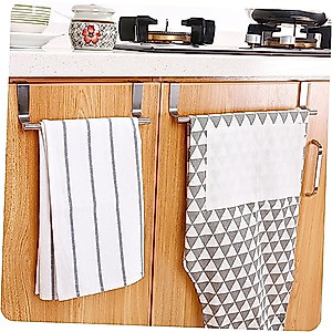 Angoily 2pcs Cabinet Towel Holder Kitchen Dish Rack Bathroom Towel Hanger Over The Cabinet Towel Hanger Stainless Steel Towel Hanger Over The Door Towel bar Cupboard Towel Rack