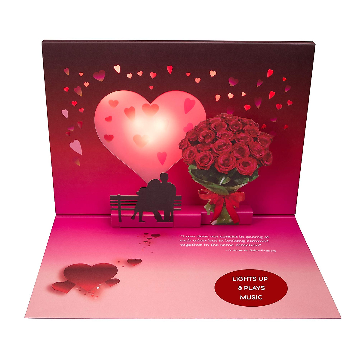100 Greetings LIGHT & MUSIC Pop Up Happy Anniversary Card - Plays Song 'Just The Two of Us' - Happy Anniversary Cards for Husband - Wedding Anniversary Present for Wife - Gift for Her & Him