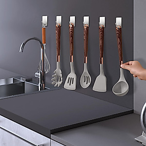 Happyiren 12 Pack Strip Hooks, Wall Utility Hanger, Adhesive Stainless Steel Coat Holder Support Hack, Hanging Heavy Duty Robe Towel Cloth Hat Scarve Bag Accessories Wreath, No-Drilling