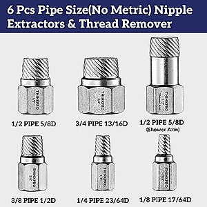 THINKPRO 1.5" Tub Drain Extractor, 6PCS Pipe Nipple Extractor, Remove the Old, Broken, Stubborn, Rusted Drain Tub Bathtub Stopper, Strong Grab Plumbing Tools with Solid Storage Case