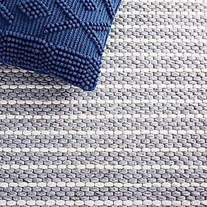 SAFAVIEH Marbella Collection Area Rug - 6' x 9', Grey & Ivory, Handmade Fringe Wool, Ideal for High Traffic Areas in Living Room, Bedroom (MRB207F)