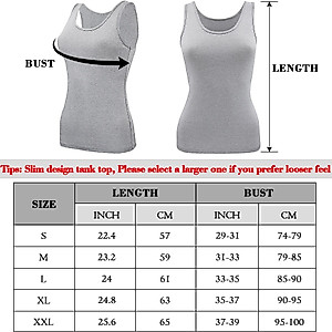 BQTQ 5 Pcs Tank Tops for Women Undershirt Sleeveless Under Shirts Tank Top, L
