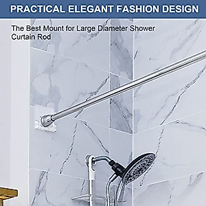 Adhesive Shower Curtain Rod Holder – Kitosun Wall Mount Bathroom Tension Pole Retainer Brackets with Sticky Tape for Quick Stick on and Stainless Steel Screws for Drilling Installation (Transparent)