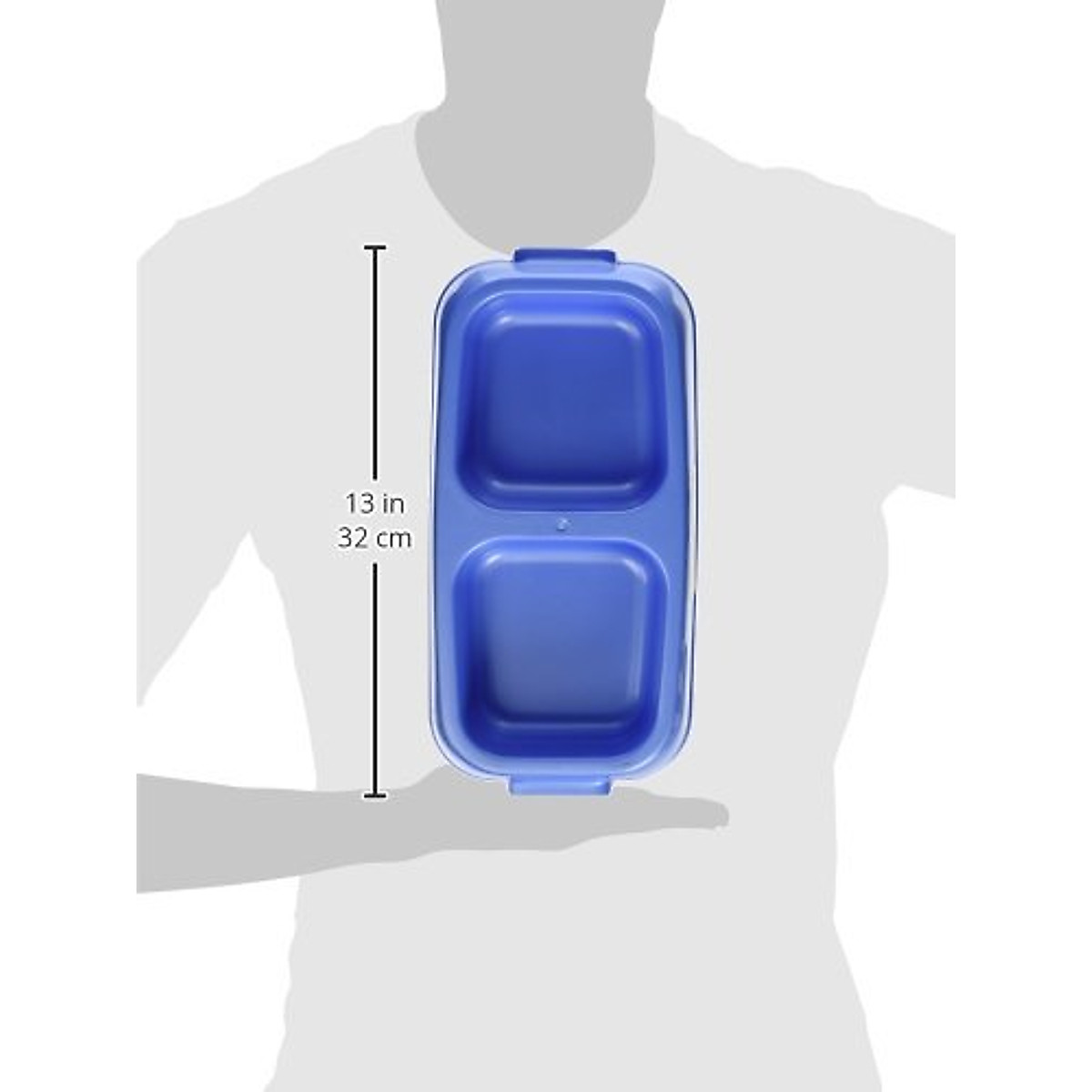 Van Ness Pet Lightweight Medium Double Dish Feeder For Cats And Dogs, 42 OZ Capacity,Blue