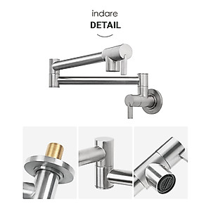 Indare Pot Filler, Pot Filler Faucet Wall Mount, Brass Pot Filler Folding faucets, Kitchen Pot Filler Faucet with Double Joint Swing Arms