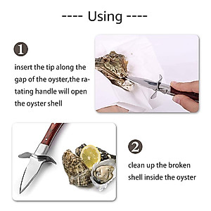 SPEENSUN Oyster Knife, Oyster Shucking Kit, Oyster Shucking Knife With Comfort Wood-handle, Sturdy And Sharpness Oyster Knives, Oyster Shucker With 5 leve Protection Cut-resistant Glove(M)