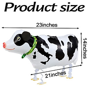 6 Pieces Walking Animal Balloons Foil Animal Air Walkers Pet Balloons Helium Farm Animal Balloons Party Decorations for Animal Theme Party Supplies Baby Shower Wedding Birthday Party Favors (Cow)