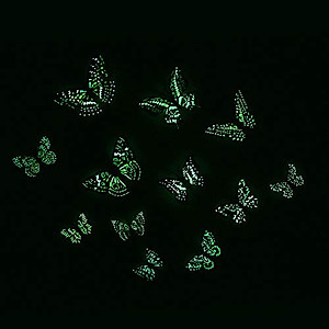 Somotersea 24PCS Luminous 3D Butterfly Wall Decals Removable Butterfly Decor for Girls Stickers Kids Bedroom and Room Decoration Art Mural Double Wings