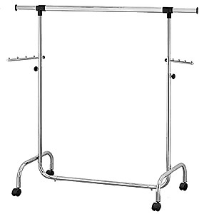 Tatkraft Falcon Garment Rack, Clothes Rack on Wheels, Adjustable Length & Height, Chromed Steel