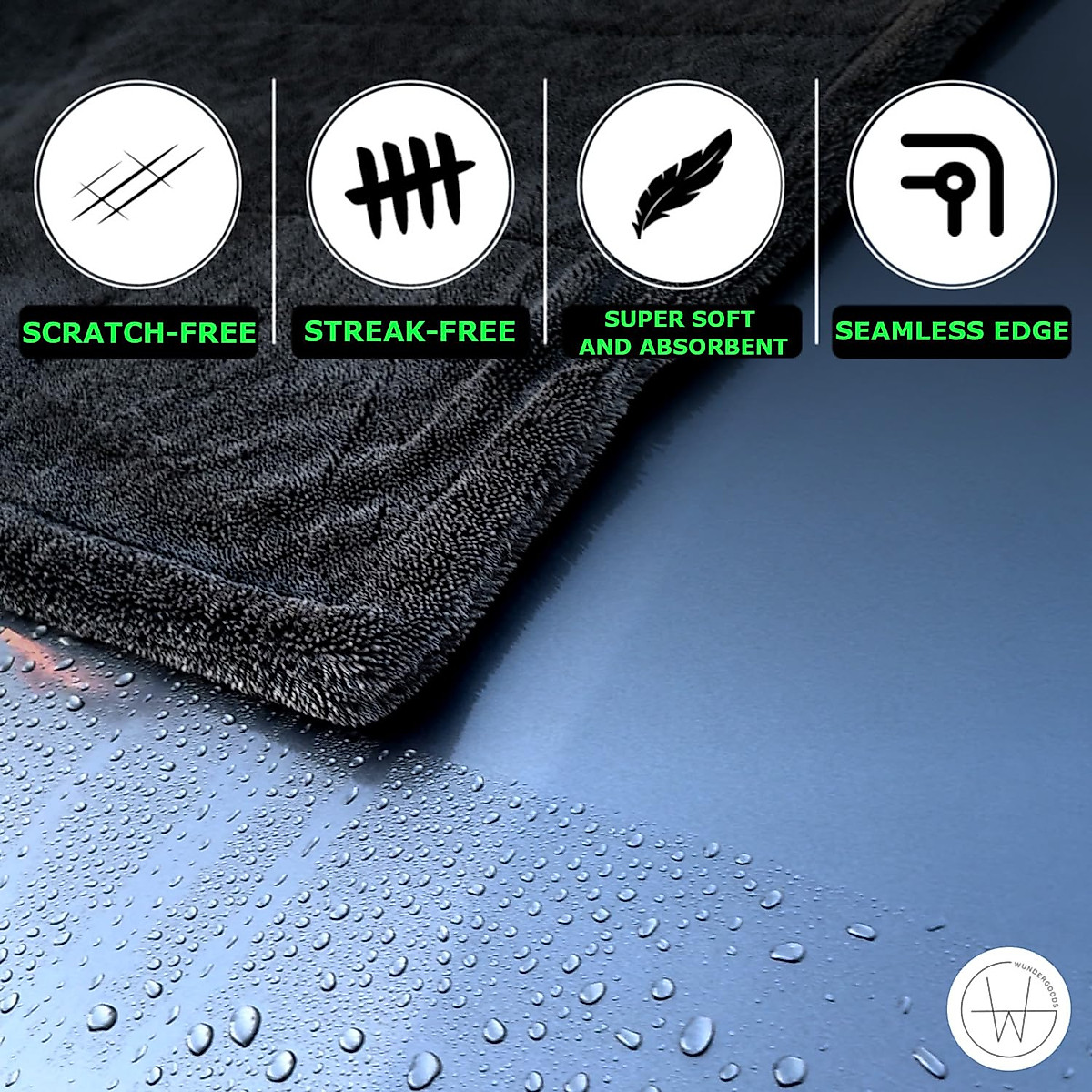 Extra Large Premium Microfiber Towels for Car Detail Streak Free, Holds Up to 9 lbs, 1400 GSM Ultra Soft, Super Absorbent, Twisted Loop Design, One-Pass Auto Car Drying Towel, Trucks, SUVs, 24" x 36"
