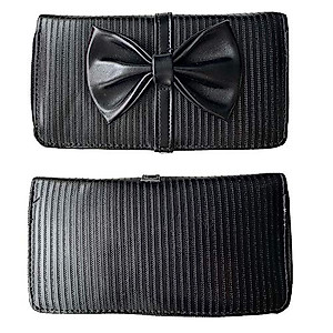 Rullar Women 2Pcs Handbag Set Bow-Knot Satchel Top-handle Crossbody Bag Tote Wallet Purse with Heart Pendant Black