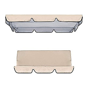 COMIOR Swing Canopy Replacement Cover and Swing Chair Cover Set Swing Waterproof Canopy Cover Garden Chair Outdoor Sunscreen Replacement Hammock Cover UV Protection Chair Top Cover Beige Large