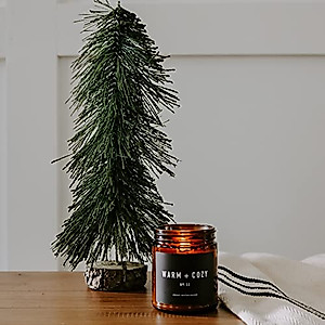 Sweet Water Decor Warm and Cozy Candle | Pine, Orange, Cinnamon, and Fir Winter Scented Soy Candles for Home | 9oz Amber Jar, 40 Hour Burn Time, Made in the USA