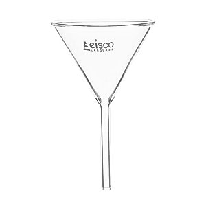 EISCO Heavy Filter Funnel, 75mm - Plain Stem, 8mm - Thick, Uniform Walls - Borosilicate Glass