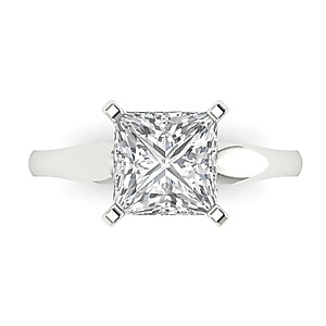 Clara Pucci 2.50ct Princess Cut Solitaire Moissanite Excellent Engagement Bridal Promise Anniversary Ring 18K White Gold Size 6.5