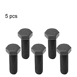 Aicosineg 5Pcs M12 x 40mm Carbon Steel Grade 8.8 External Hex Head Screw Bolts Metric Thread Hexagon Bolts Fastener Hex Bolts for Home Office Hardware Furniture Machinery Black