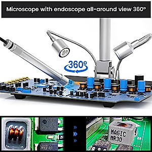 Andonstar AD409 Pro HDMI Digital Microscope with Endoscope, 10.1 inch LCD Screen Soldering Microscope, 300X USB Electronic Microscope Camera for PCB Soldering, Supports Windows PC