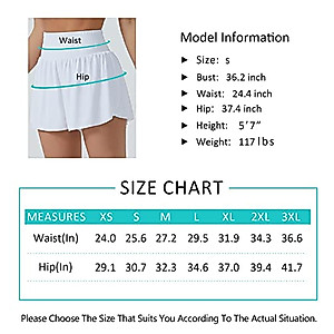 THE GYM PEOPLE Women's High Waisted Flowy Running Shorts Butterfly 2 in 1 Athletic Workout Skirt Shorts Black