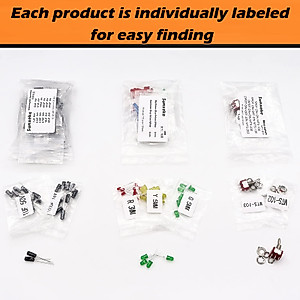 Sunxeke Electronic Component DIY Assortment Kit,Include Resistors,Capacitors,Triode,PCB,Tact Switch,Toggle Switch，Potentiometer,LED,Inductors,Crystal oscillator,Integrated Circuit.