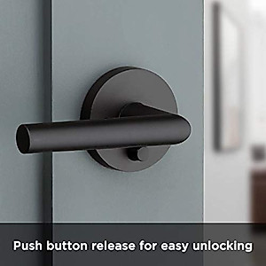 Kwikset 91550-030 Milan Door Handle Lever with Modern Contemporary Slim Round Design for Home Bedroom or Bathroom Privacy in Iron Black