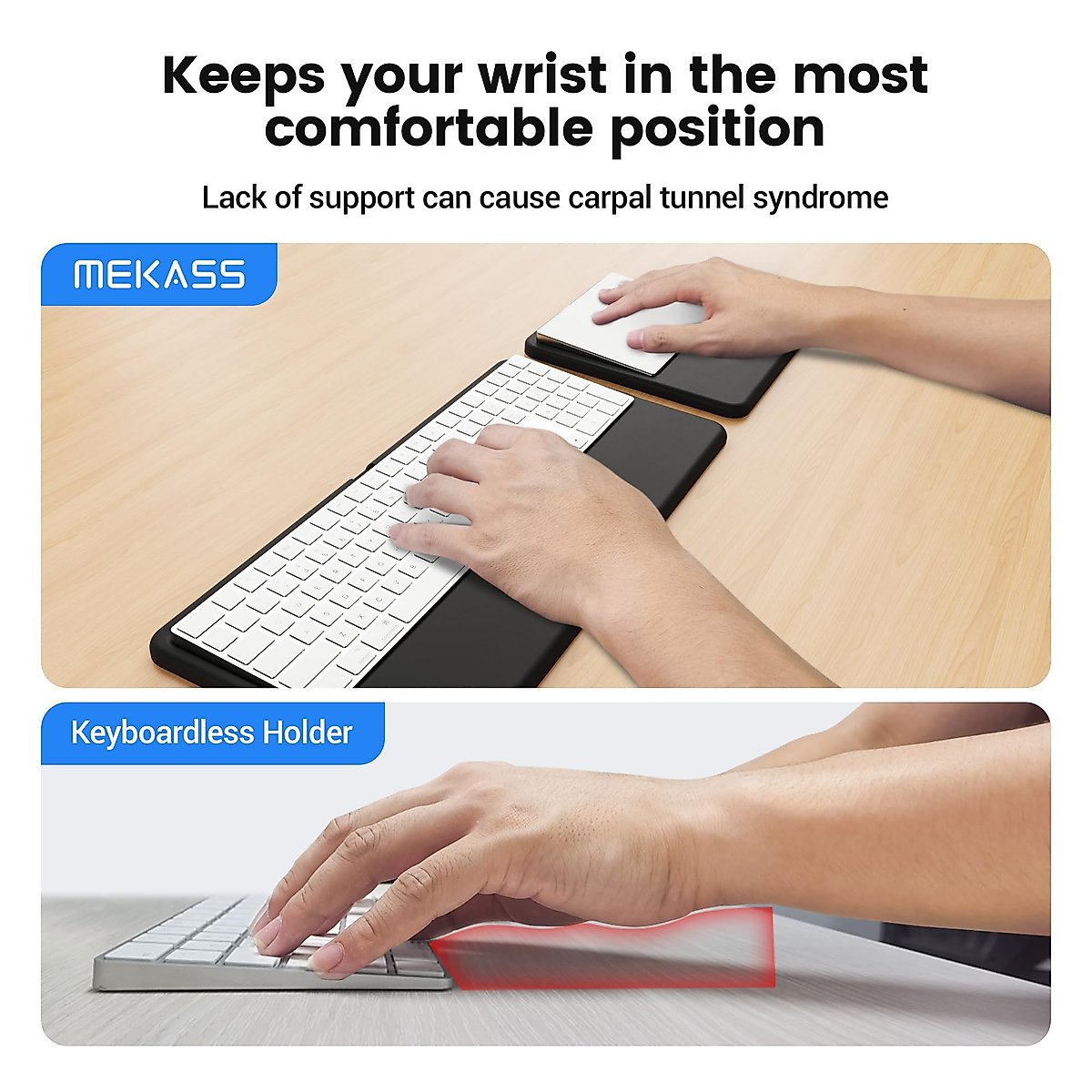 MEKASS Keyboard Wrist Rest Relieves Wrist Pain for Office and Typing, Compatible with Wireless Magic Keyboard 2 with Numeric Keypad and Magic Keyboard with Touch ID (MQ052LL/A, MK2C3LL/A)