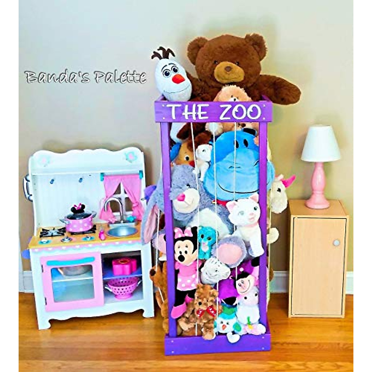2', 32", 3', 4' Personalized Stuffed Animal Zoo, Wood Animal Holder, Storage, Stuffed Animal Organizer, Kids Gifts, Ball Storage, Birthday Gift, Stuffed Animal Storage, Zoo Keeper