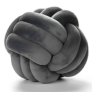 KEBAIHUA Knot Ball Pillows, Round Throw Pillow Cushion Home Decoration Soft Plush Pillow, Throw Knotted Ball Pillow Handmade Children Room Decoration Round Plush Toy Pillow (Dark Grey,8.5"/22cm)