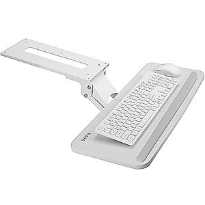 VIVO Adjustable Computer Keyboard and Mouse Platform Tray Ergonomic Under Table Desk Mount Drawer Underdesk Shelf, White, MOUNT-KB03W…