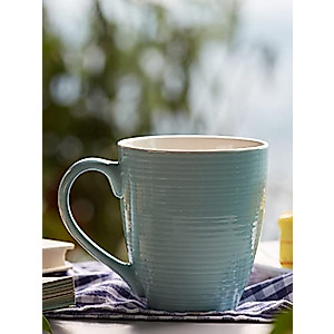 DOWAN Coffee Mugs, Coffee Mugs Set of 6, 17 Oz Ceramic Coffee Cups with Handle, Large Coffee Mug, Ceramic Mugs for Coffee Tea and Cocoa Turquoise