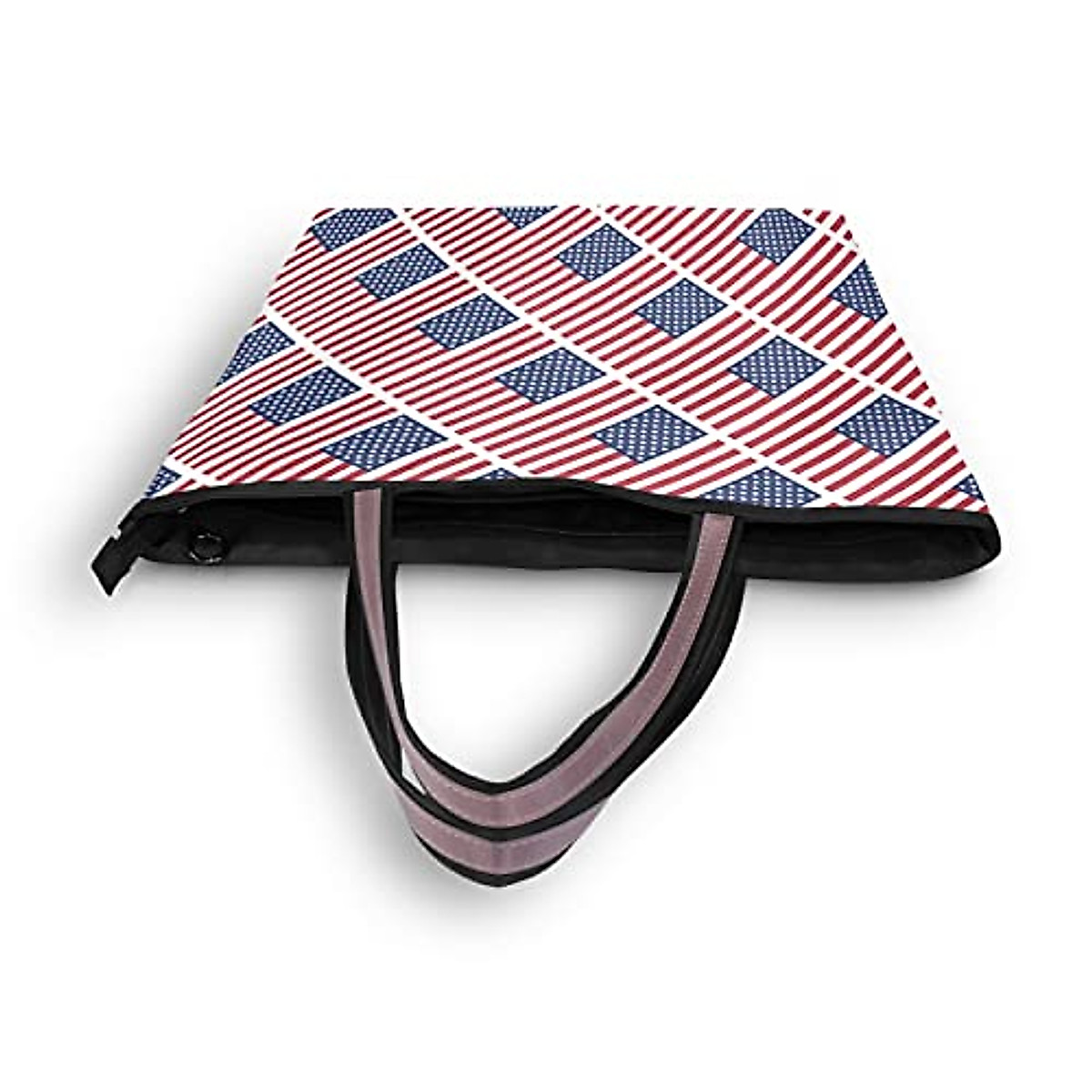 American Flag Tote Bag Aesthetic, Large Capacity Zipper Women Grocery Bags Purse for Daily Life 2 Sizes