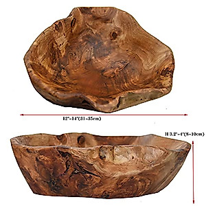 Creative Wood Bowl Root Carved Bowl Handmade Natural Real Wood Candy Serving Bowl (12"-14")
