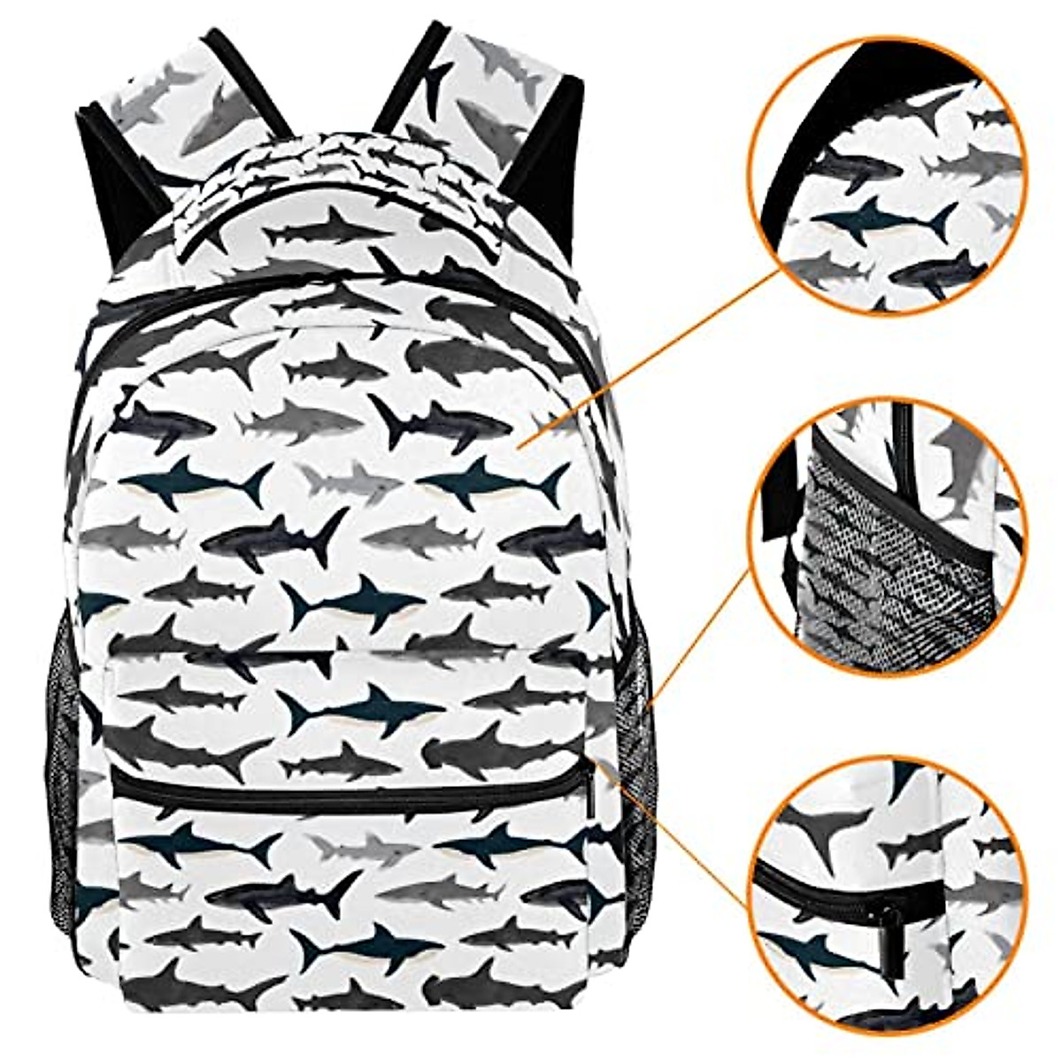 School Backpack Travel Backpack,Boy Girl Backpack,shark pattern,Outdoor Sports Rucksack Casual Daypack