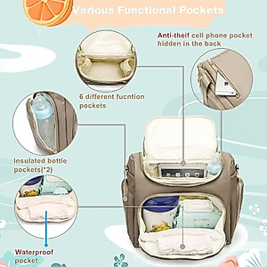 Leather Diaper Bag Backpack with Changing Pad - Multi-Function Large Capacity Baby Bag with Adjustable Shoulder Strap & Stroller Straps