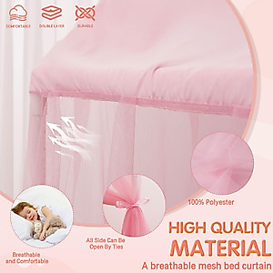 ZRVTM Princess Bed Canopy - Play Tent Bed Canopy Princess Castle Dreamy Playhouse Mosquito Net for Girls Reading Nook Canopies Breathable Canopy Bed Curtains for Kids(Twin,Pink)
