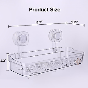 SPACEKEEPER Shower Caddy Corner Bathroom Shower Organizer with Hooks, Suction Cup Shower Shelf Light Luxury Style Punch-Free Wall Caddy Removable Storage Rack for Bathroom, Dorm and Kitchen, 2 Pack