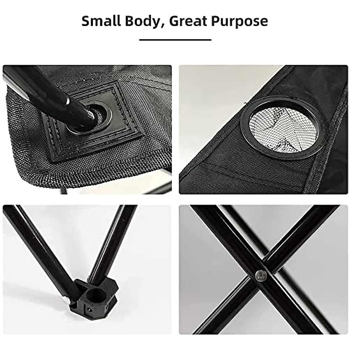 SHSYCER Folding Camping Chairs Portable - Lightweight Camping Chair with Arm Cup Holder, Light Backpacking Beach Outdoor Camping Chairs, Better for Slim People (Black)