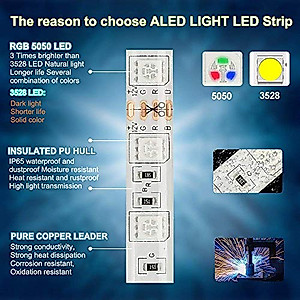 ALED LIGHT Bluetooth LED Strip Lights, 5050 16.4ft/5 Meter Led Lights with Smart-Phone APP Control,IR Remote Control,Waterproof LED Lights Strip for Bedroom,Kitchen,Christmas