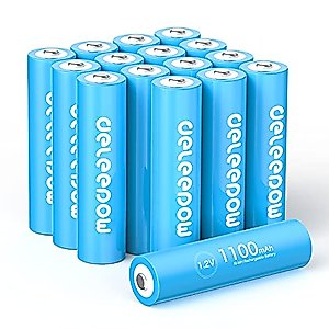 Deleepow AAA Rechargeable Batteries NiMH, 1100mAh High Capacity Pre-Charged Triple A Battery, 1.2V Low Self Discharge, Pack of 16