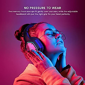 EKSA Wireless Headset for PC PS4 PS5 Computer - 7.1 Surround Sound, AI Intelligent Noise Cancelling Microphone(ENC), Low Latency 2.4G USB Dongle, 36 Hour Battery, Game/Music Mode, RGB Light