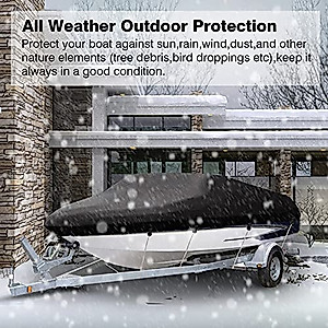 NEVERLAND Trailerable Boat Cover 17-19ft,Made of Reinforced Waterproof 420D Oxford Fabric Fits V Shape/V-Hull and Tri-Hull Runabouts Pro-Style Bass Boats.Fit Length 17-19ft,Beam Width up to 102".