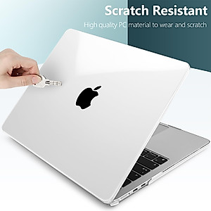 TWOLSKOO for M3 MacBook Air 13.6 Inch Case 2022 2023 2024 Release A2681 M2 A3113, Plastic Hard Shell Cover with Trackpad Film & Keyboard Cover & Screen Film for MacBook Air 13.6", Crystal Clear