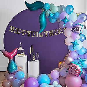 6.5ft Purple Round Backdrop Cover Suitable for 6.5ft 6.56ft 6.6ft Circle Stand Polyester Purple Birthday Party Wedding Photography Round Circle Arch Backdrop Cover